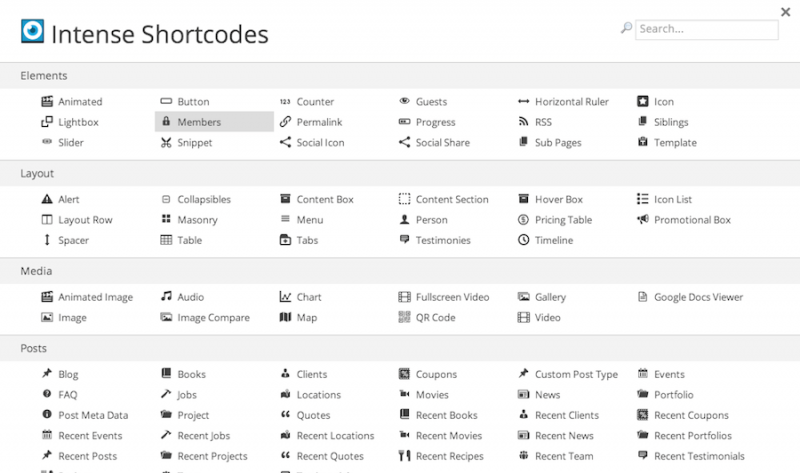 shortcodes - Intense WordPress Plugin